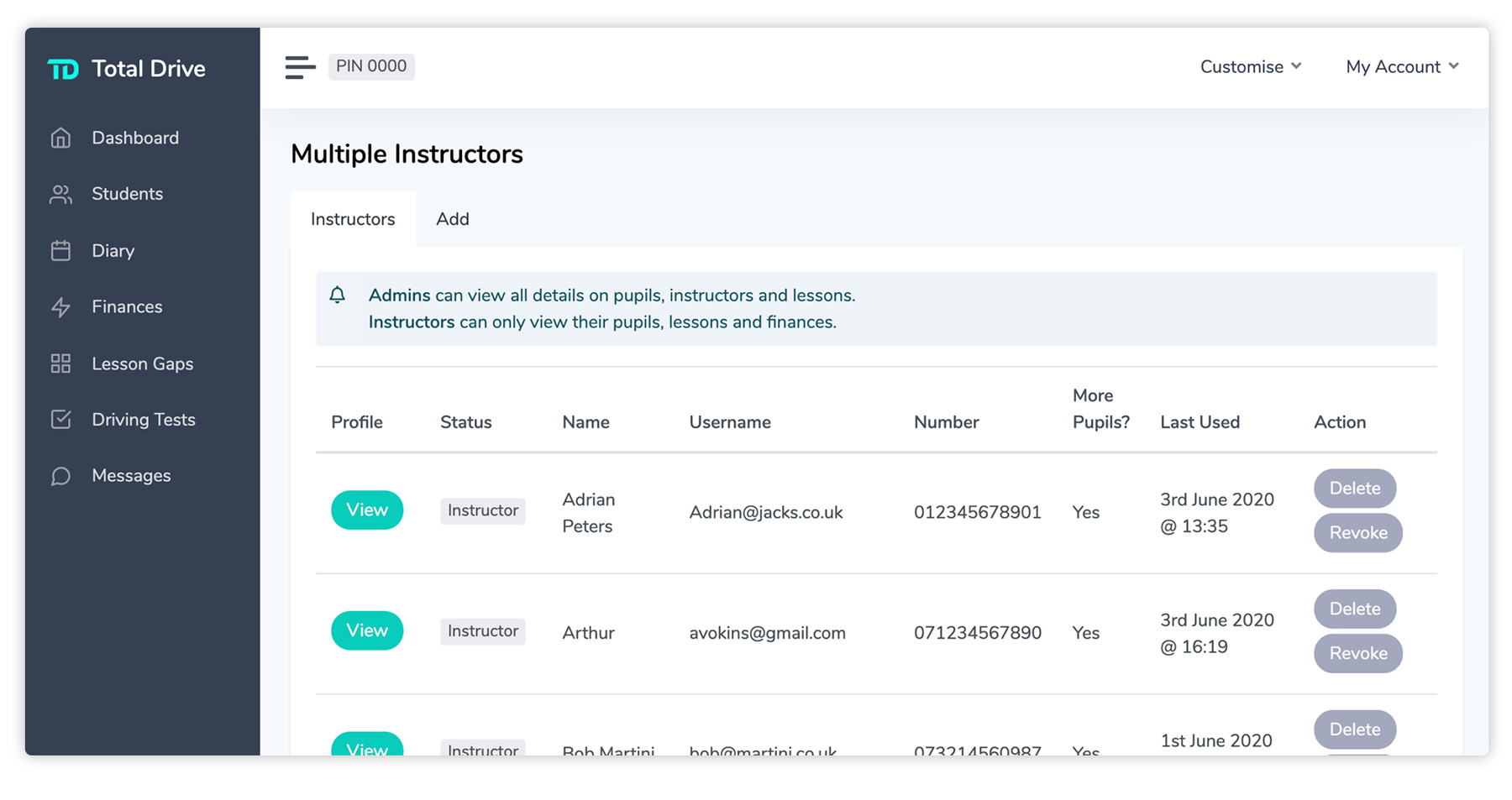 Driving School System - App & Web Instructor Software