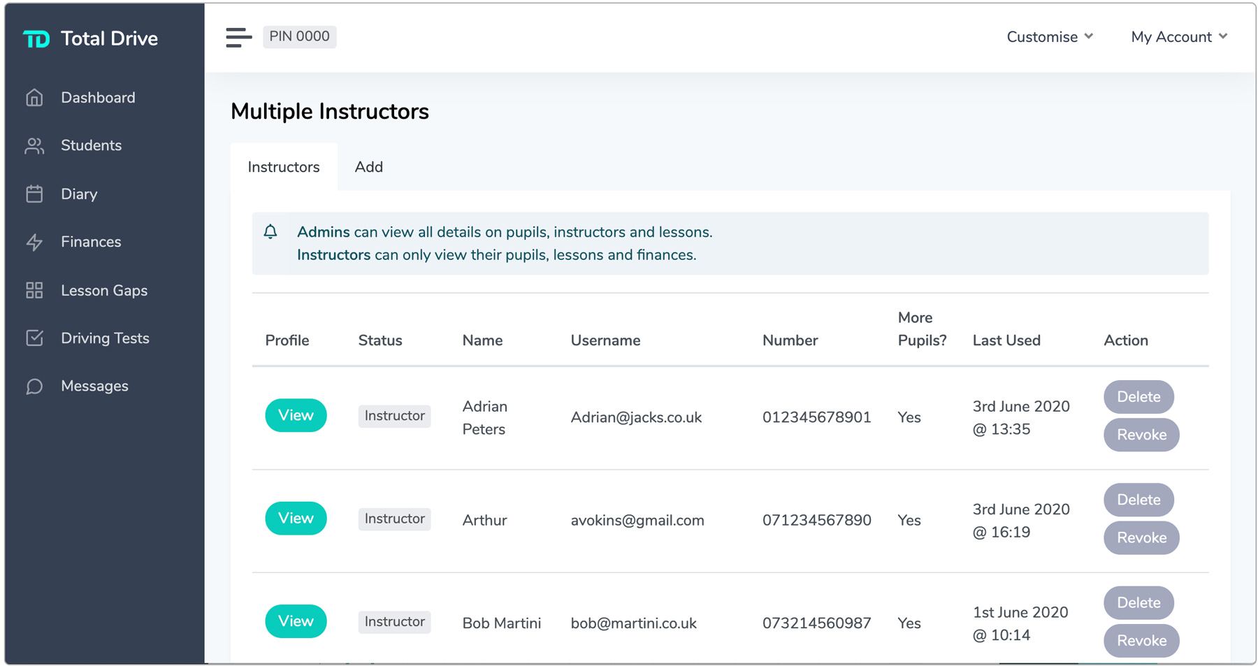 Driving School System - App & Web Instructor Software