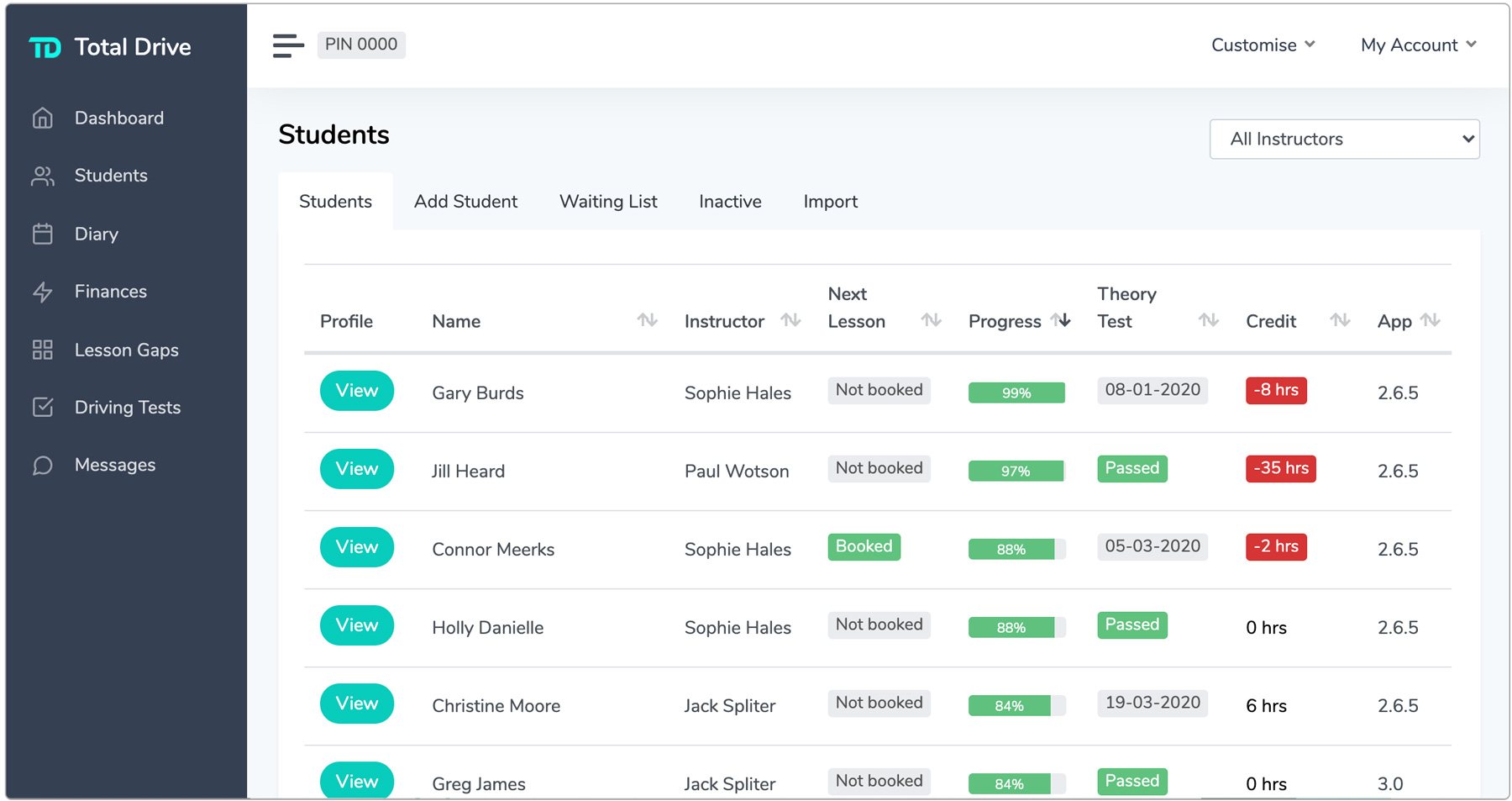 Driving School System - App & Web Instructor Software