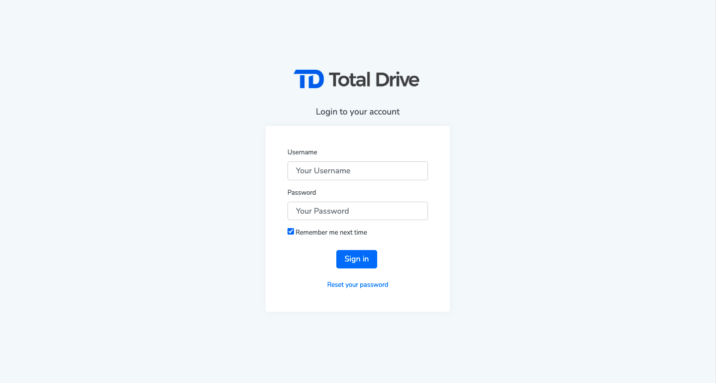 Accessing the Total Drive Web Portal - Total Drive