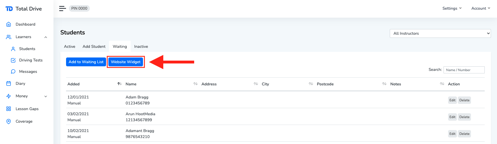Adding Waiting List to Website - Total Drive