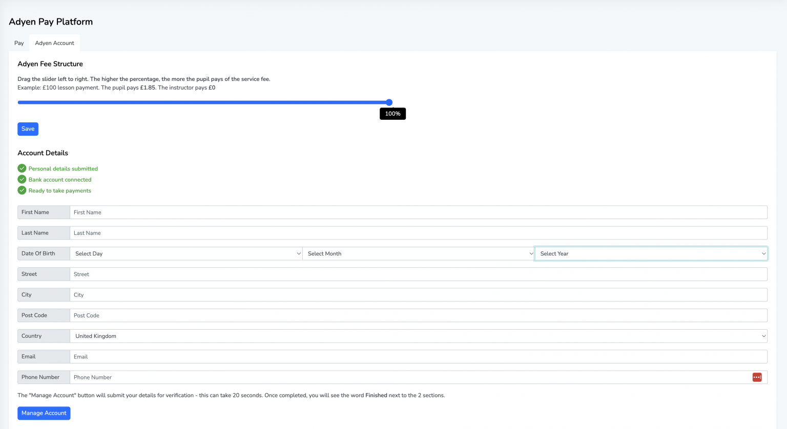 Adyen Pay Set-up guide - Total Drive