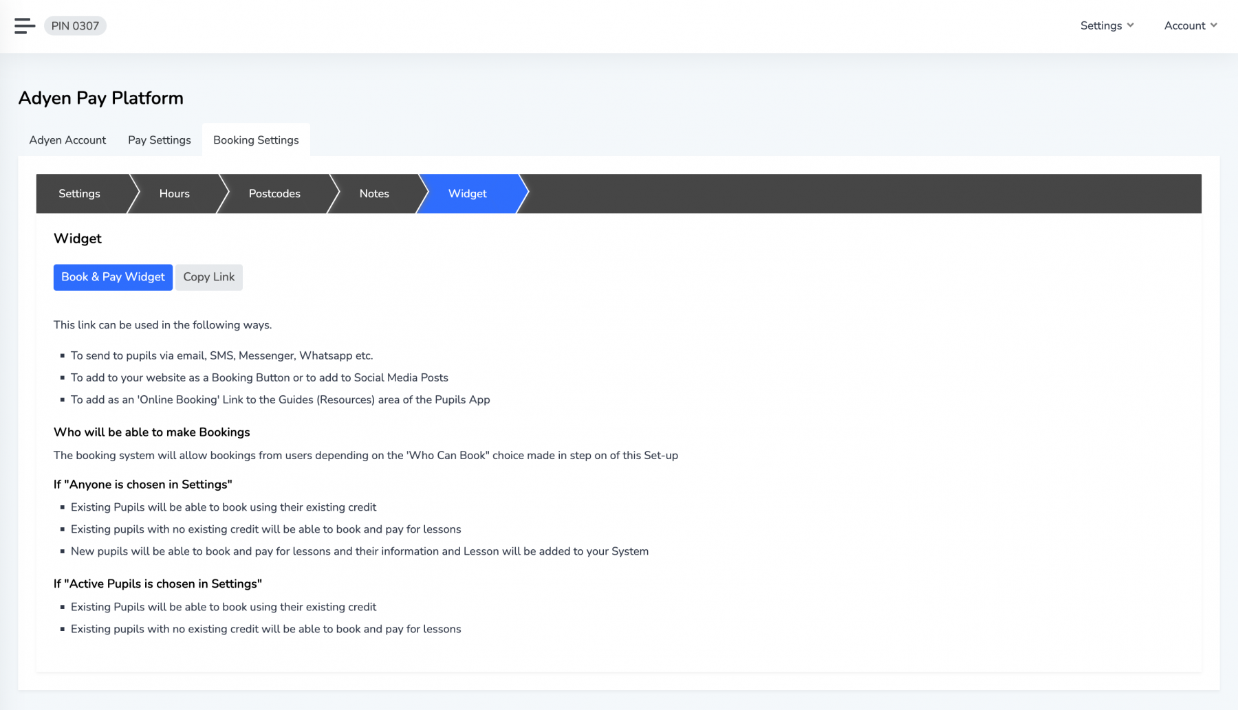 Online Booking Set-up - Total Drive